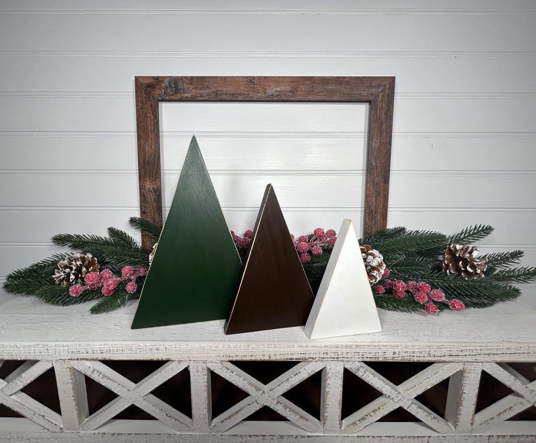 Set of 3 Wood Christmas Trees/christmas Trees/wood Trees/shelf Sitter ...