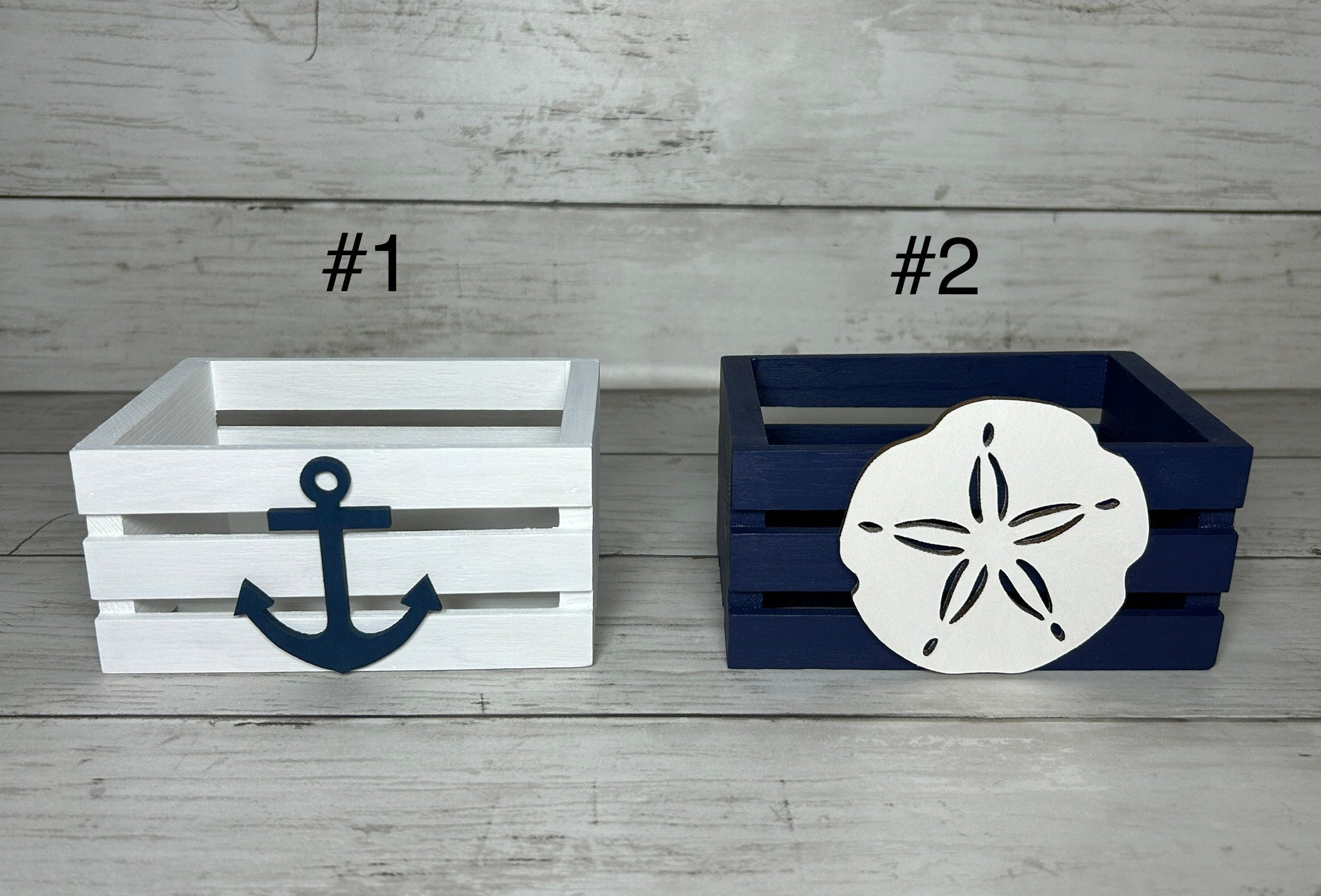 Summer Mini Crate/wood Crate/mini Wood Crate/anchor/sand Dollar/summer ...