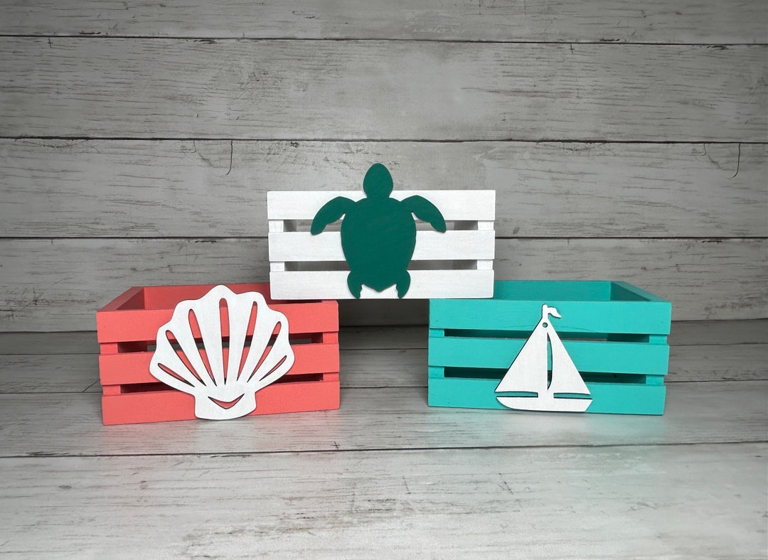 Summer Mini Crate/wood Crate/mini Wood Crate/shell/turtle/boat/nautical ...