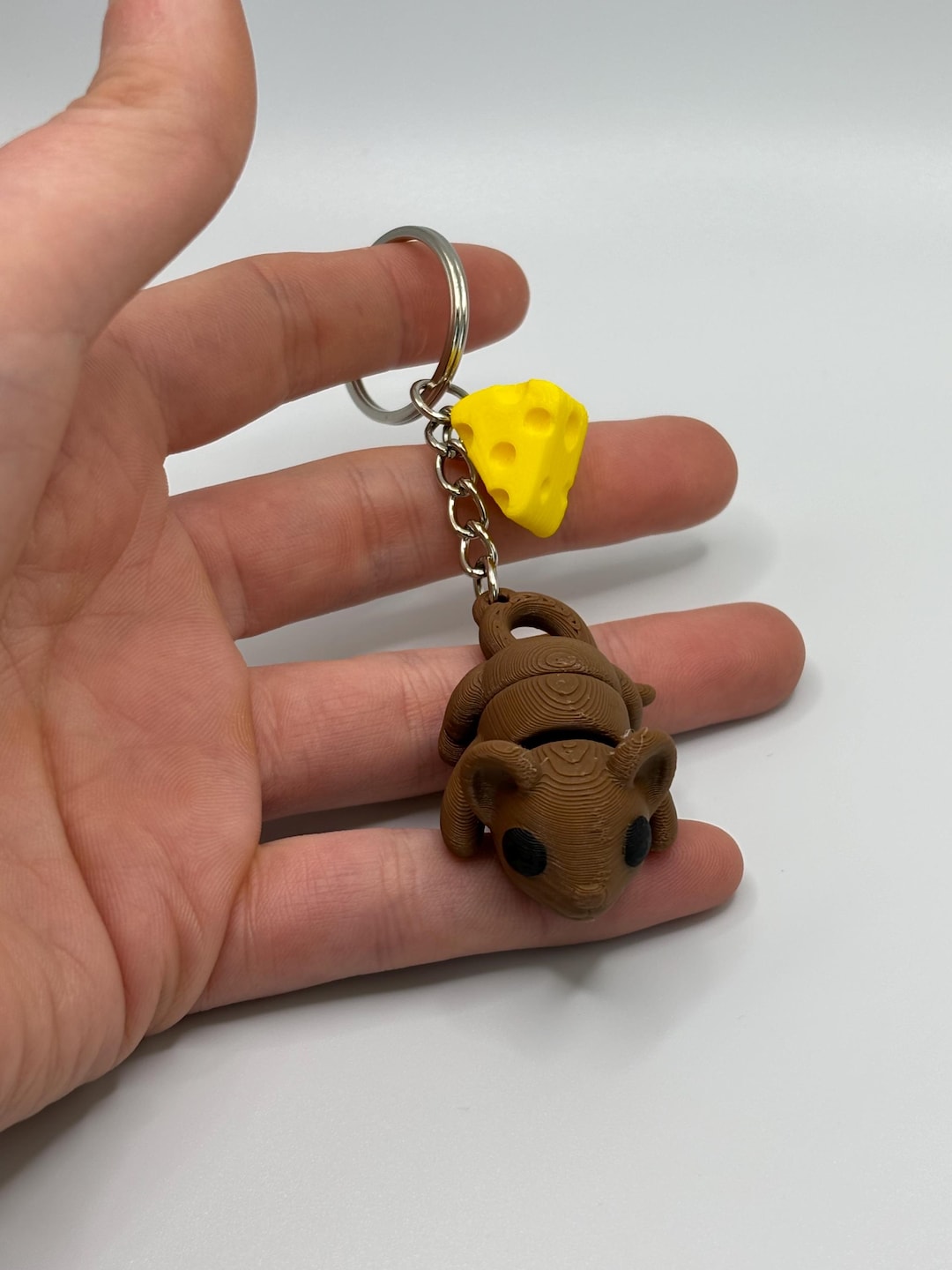 Adorable 3D Printed Mouse & Cheese Fidget Toy Keyring Stress Relief ...