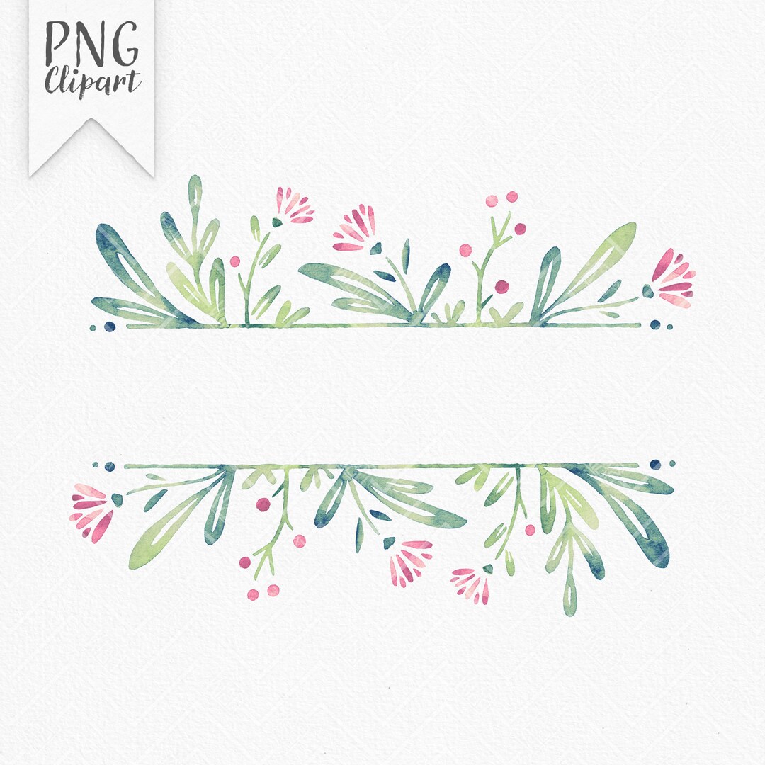 Botanical Watercolor Split Frame Floral Monogram Border Botanical ...