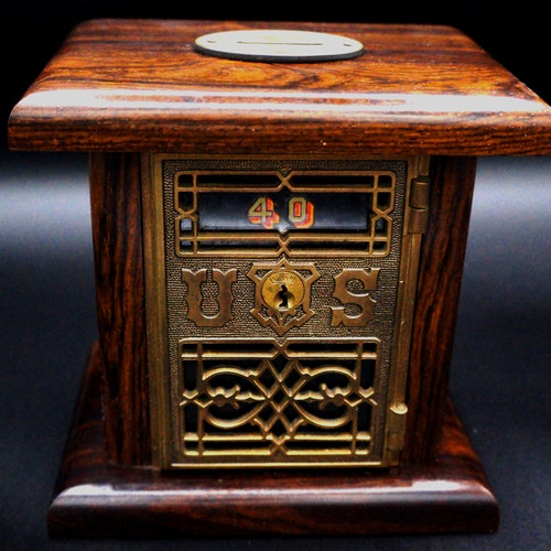 Antique US Post Office Box Door Coin Bank Dark Oak Circa 1960 - Etsy