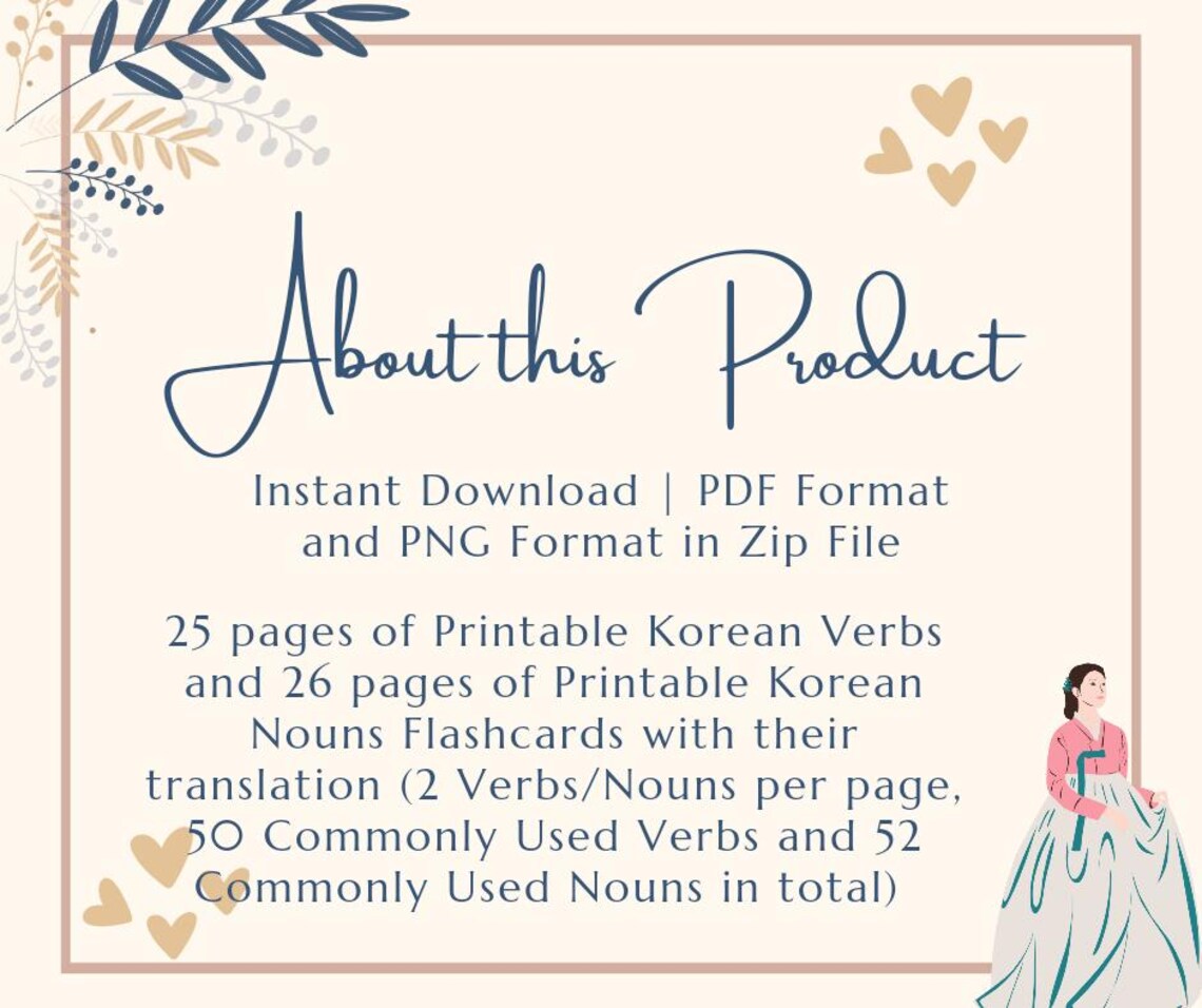 Korean Verbs and Nouns Flashcards | Printables | Learning Korean ...
