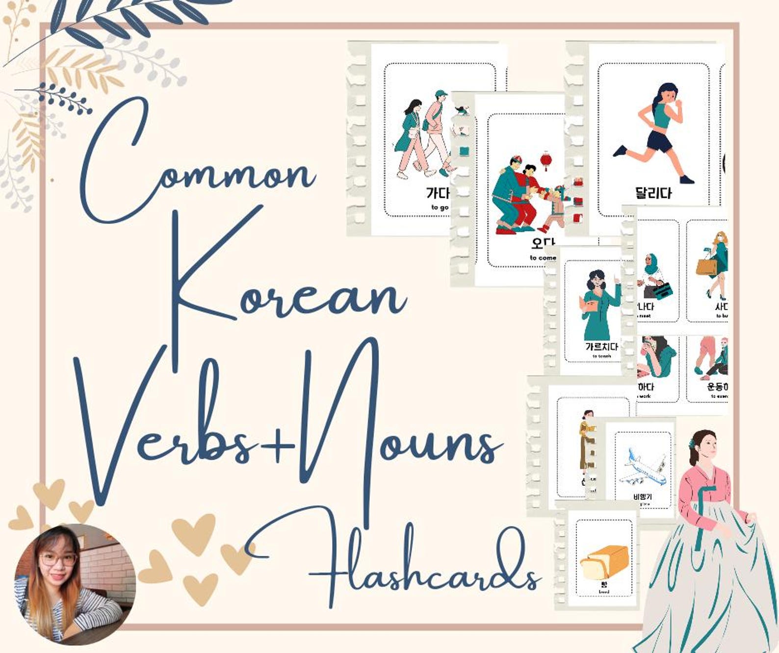 Korean Verbs and Nouns Flashcards | Printables | Learning Korean ...