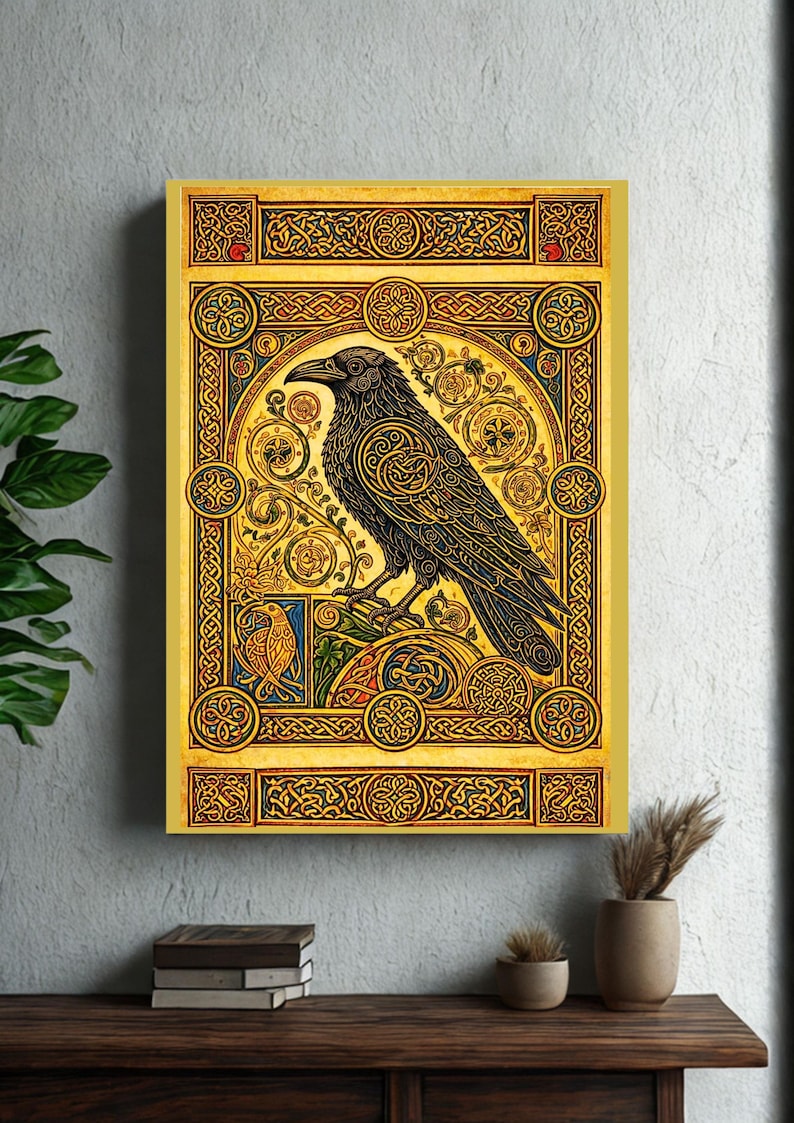 Celtic Raven Art Print, Medieval Book of Kells Inspired Irish Knotwork ...