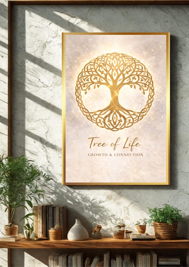 Tree of Life Wall Art, Gold Spiritual Decor, Growth Connection Print ...