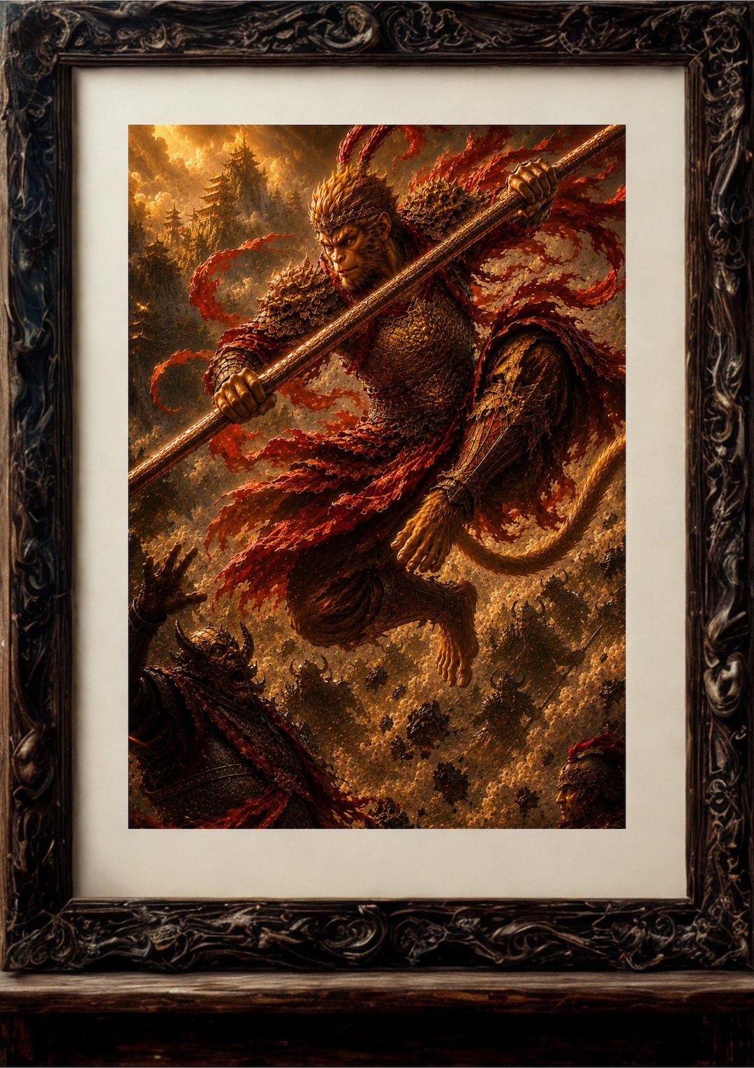 Impression de bataille de Sun Wukong, art mural roi singe, affiche de ...