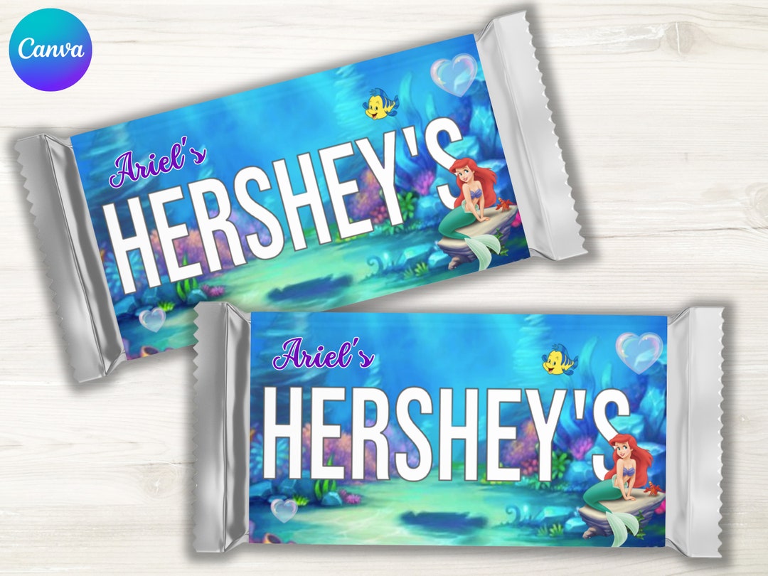Little Mermaid, Ariel Candy Wrapper, Birthday Chocolate Bar Wrapper ...
