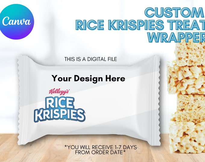 Custom Rice Krispie Treat .78 Oz, Wrapper Template, Editable, Digital ...