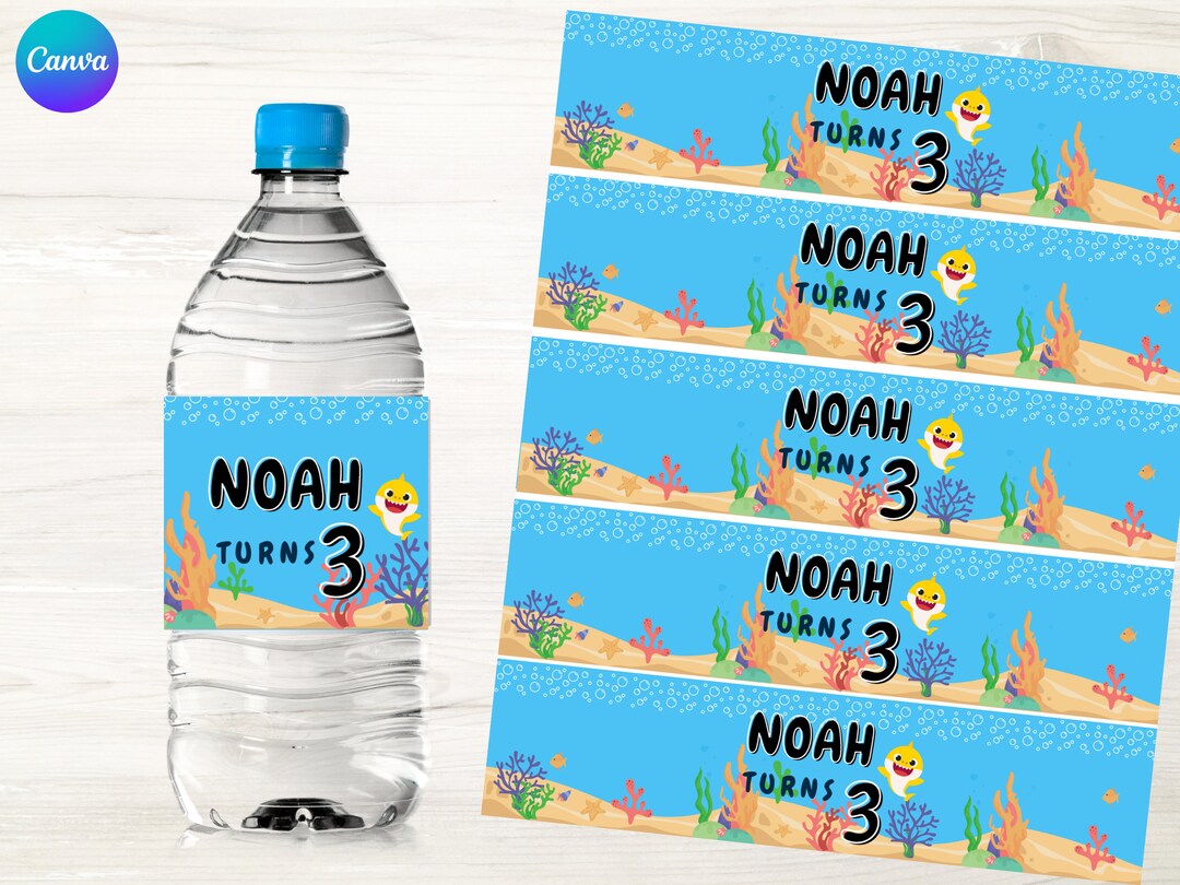 Baby Shark Birthday Water Labels Wrapper, Printable Templates, Kids ...