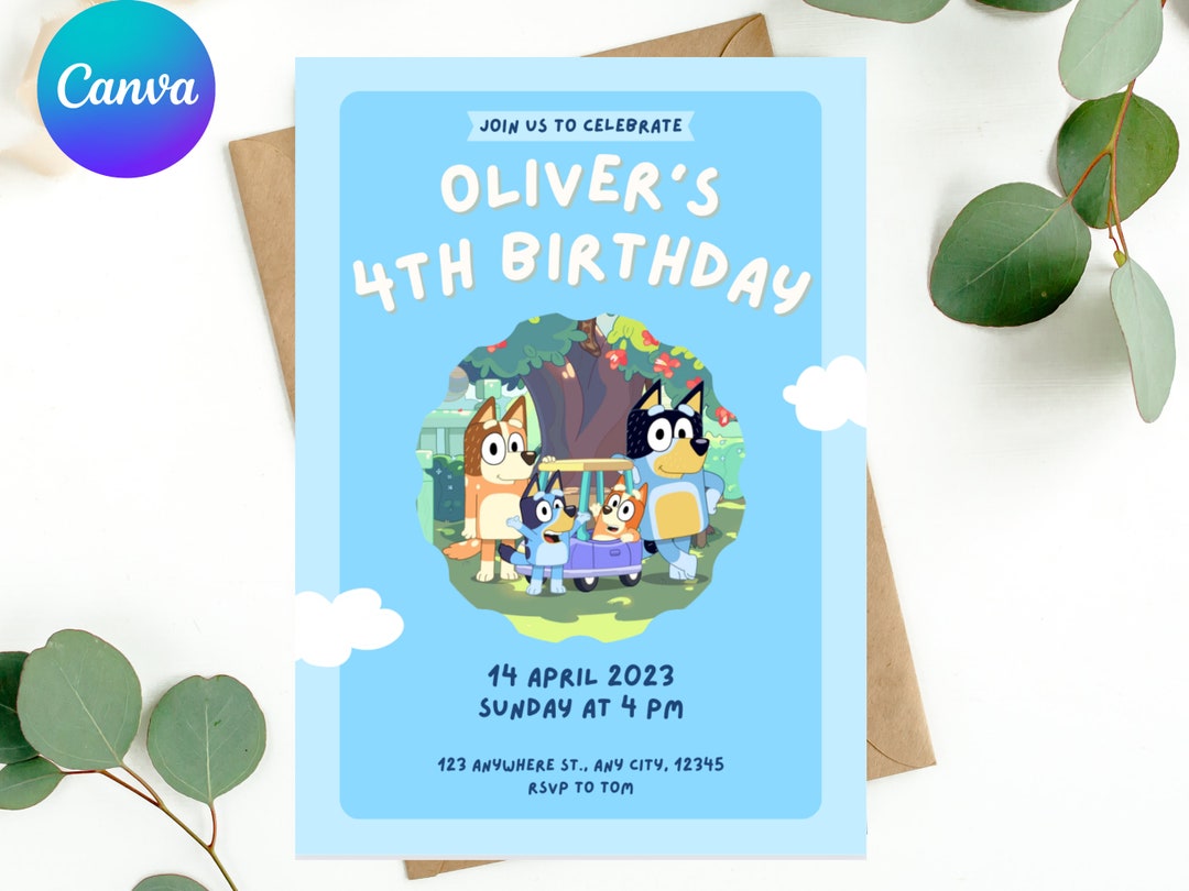 Bluey Editable Birthday Invitation Birthday Invitations, Template ...