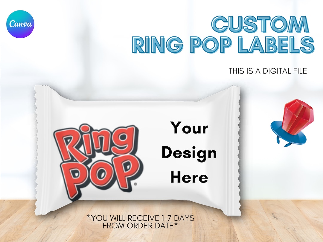 Custom Ring Pop Template, Wrapper Template, Editable, Digital Download ...