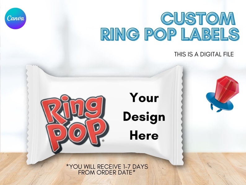Custom Ring Pop Template, Wrapper Template, Editable, Digital Download ...