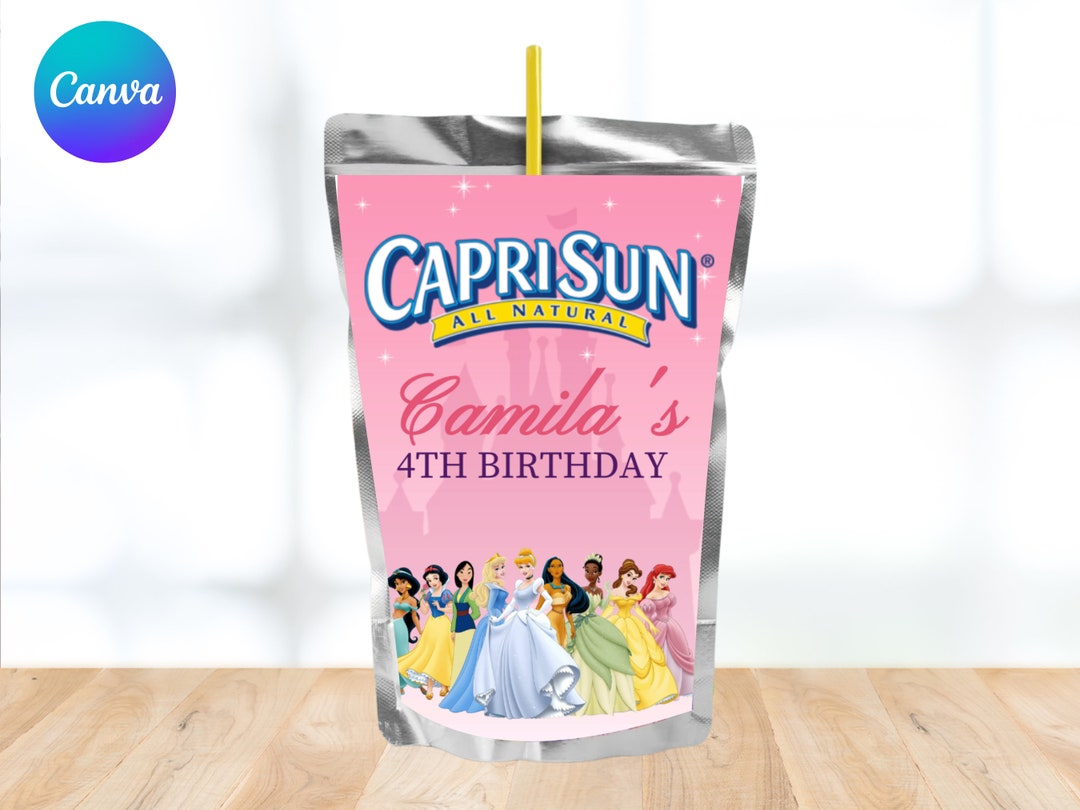 Princess Caprisun Labels, Disney Princess Juice Pouch Labels, Kids ...