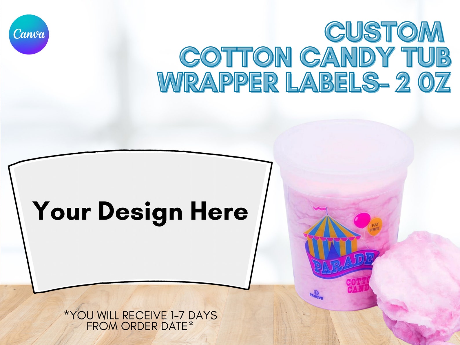 Custom Cotton Candy Wrapper, Template Printable, Kids Birthday Favor ...