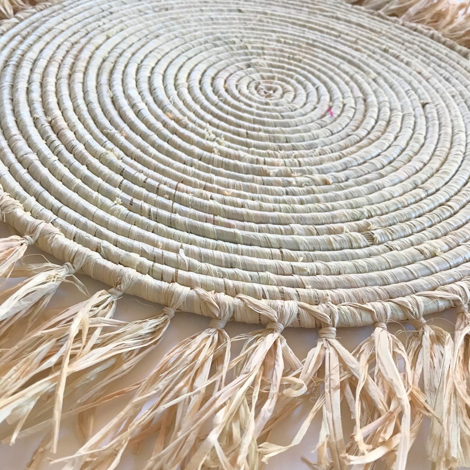 Handmade Raffia Fringed Wall Basket: African Boho Decor (23-24") - Etsy