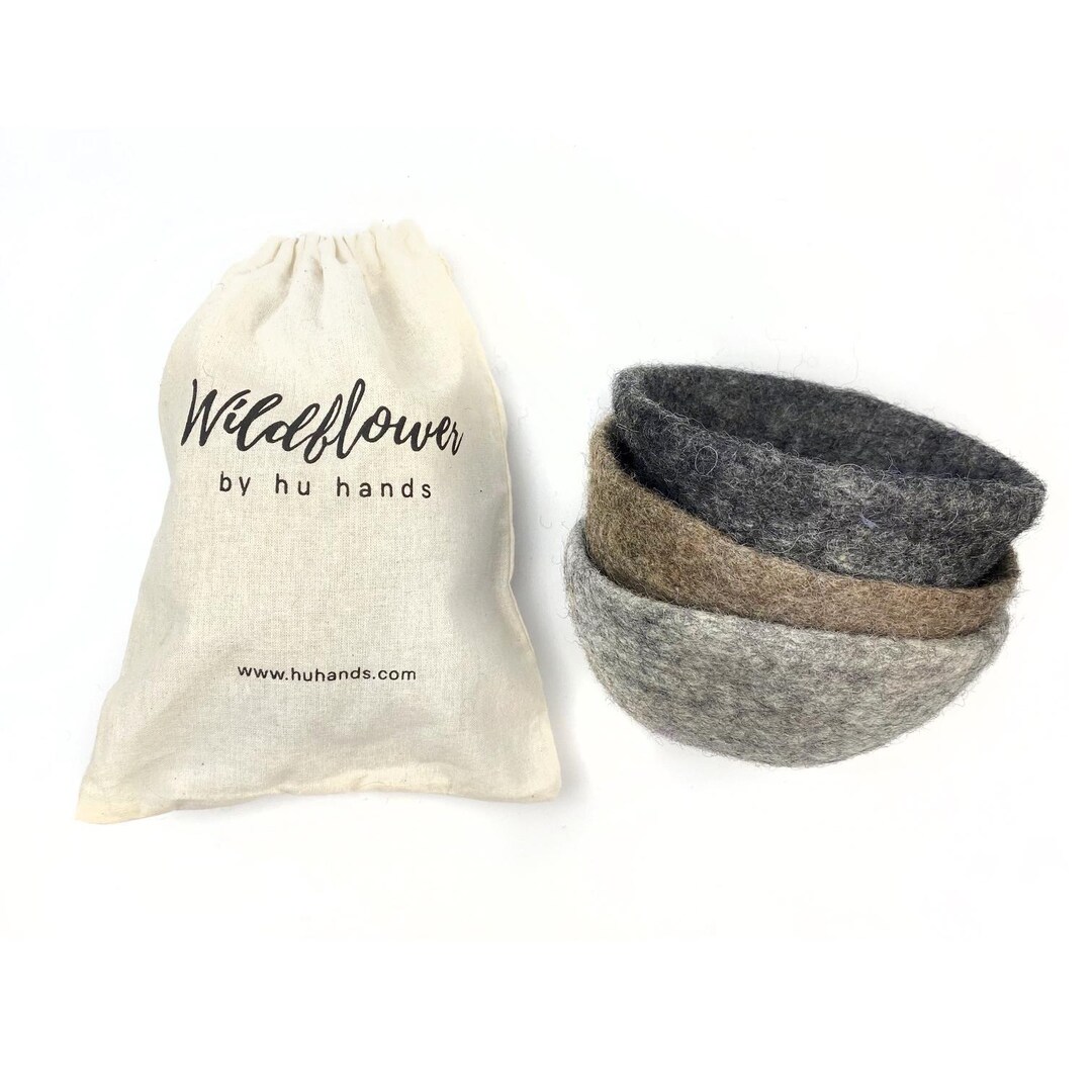 Handmade Wool Felt Bowls: Earthy Tones, Set of 3 - Etsy