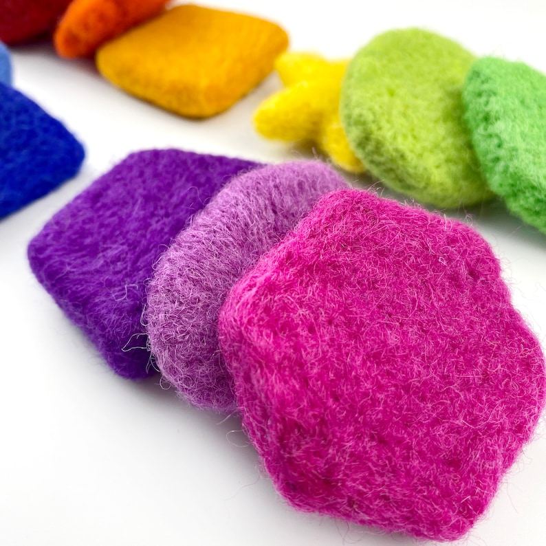 Rainbow Felt Sorting Shapes for Pretend Play, Stacking, and Montessori ...