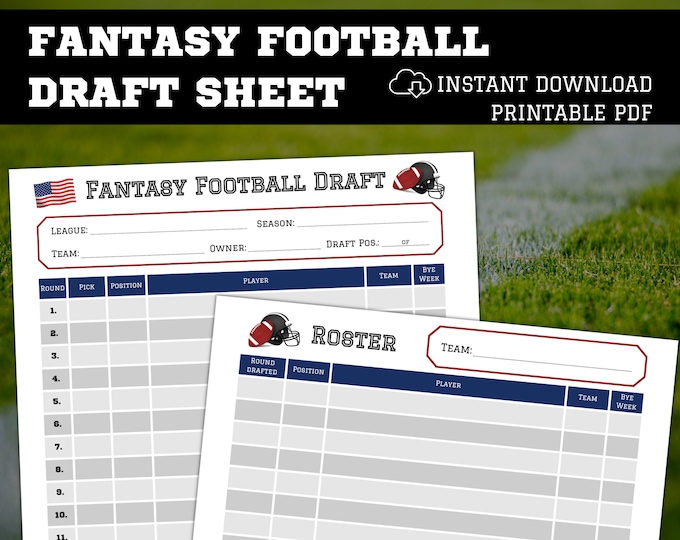 Fantasy Football Draft Day Sheet Template - Etsy Canada