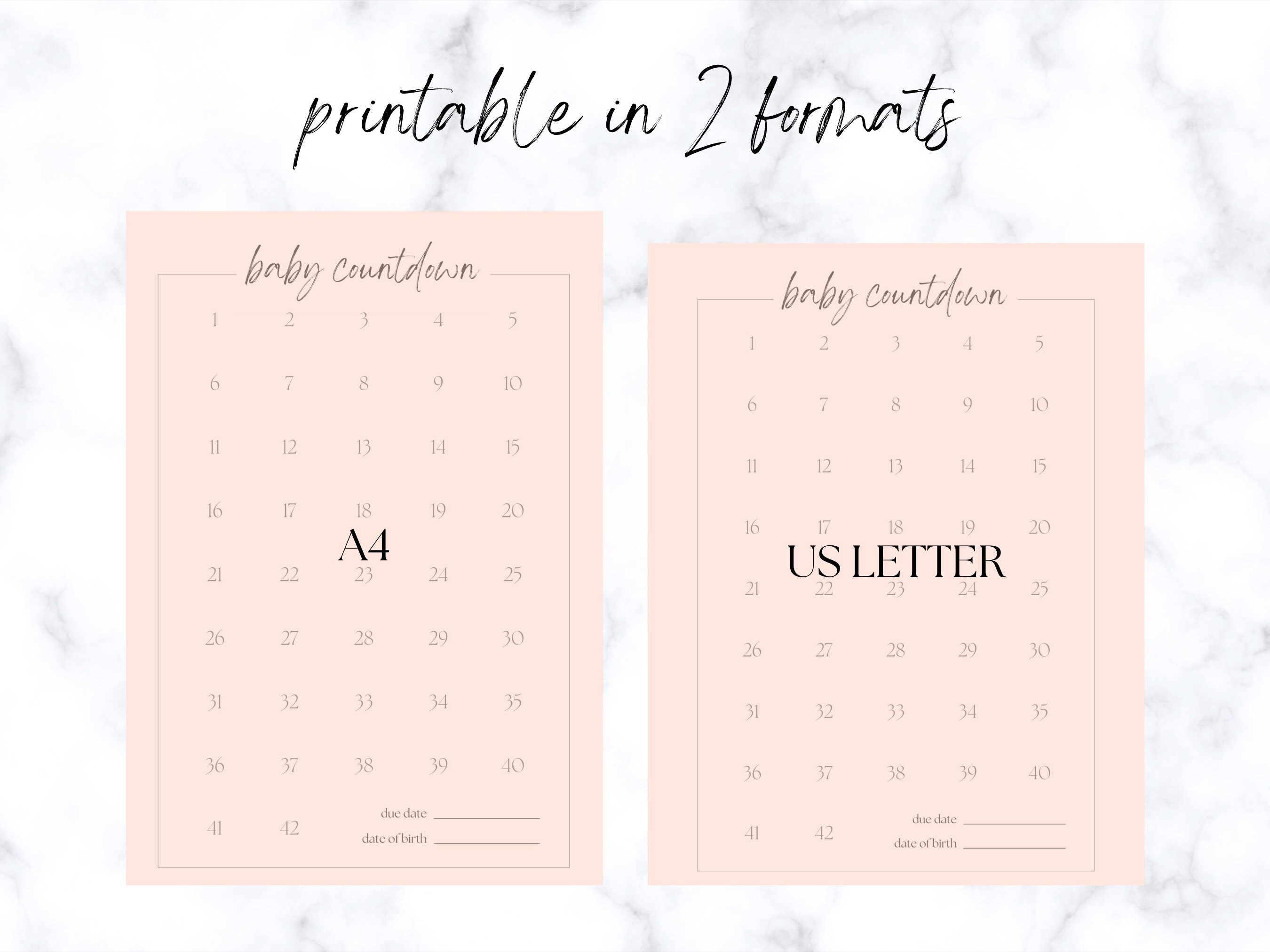 Baby Countdown Printable Sign, Pregnancy Tracker, US Letter / A4 ...