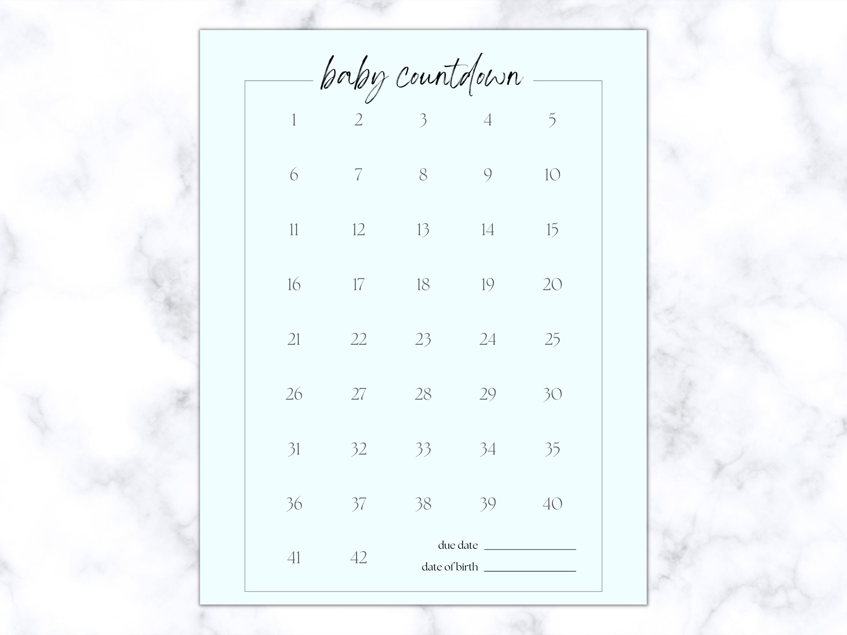 Baby Countdown Printable Sign, Pregnancy Tracker, US Letter / A4 ...