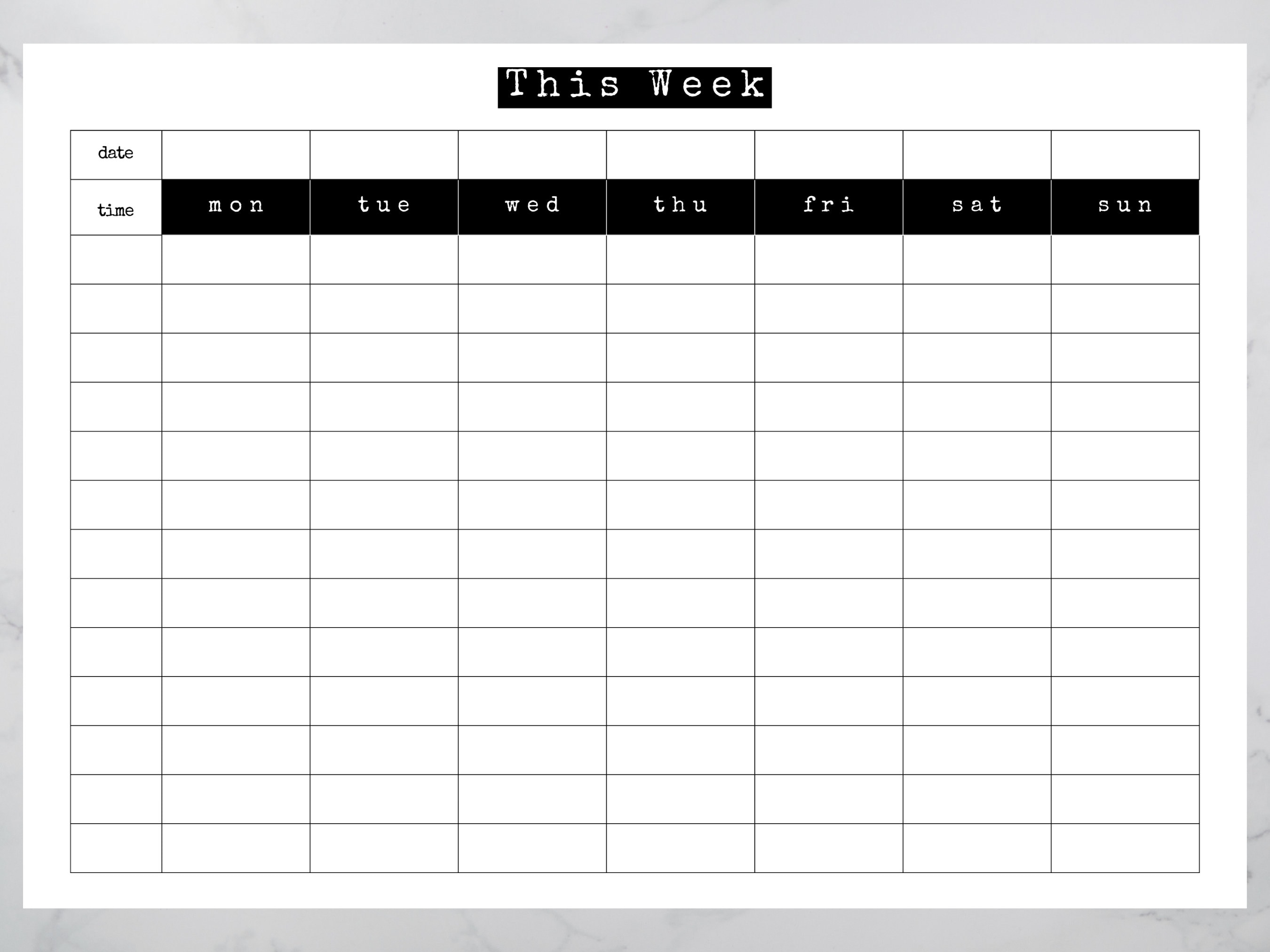 Weekly Schedule Template Printable Block Planner Portrait or - Etsy Canada