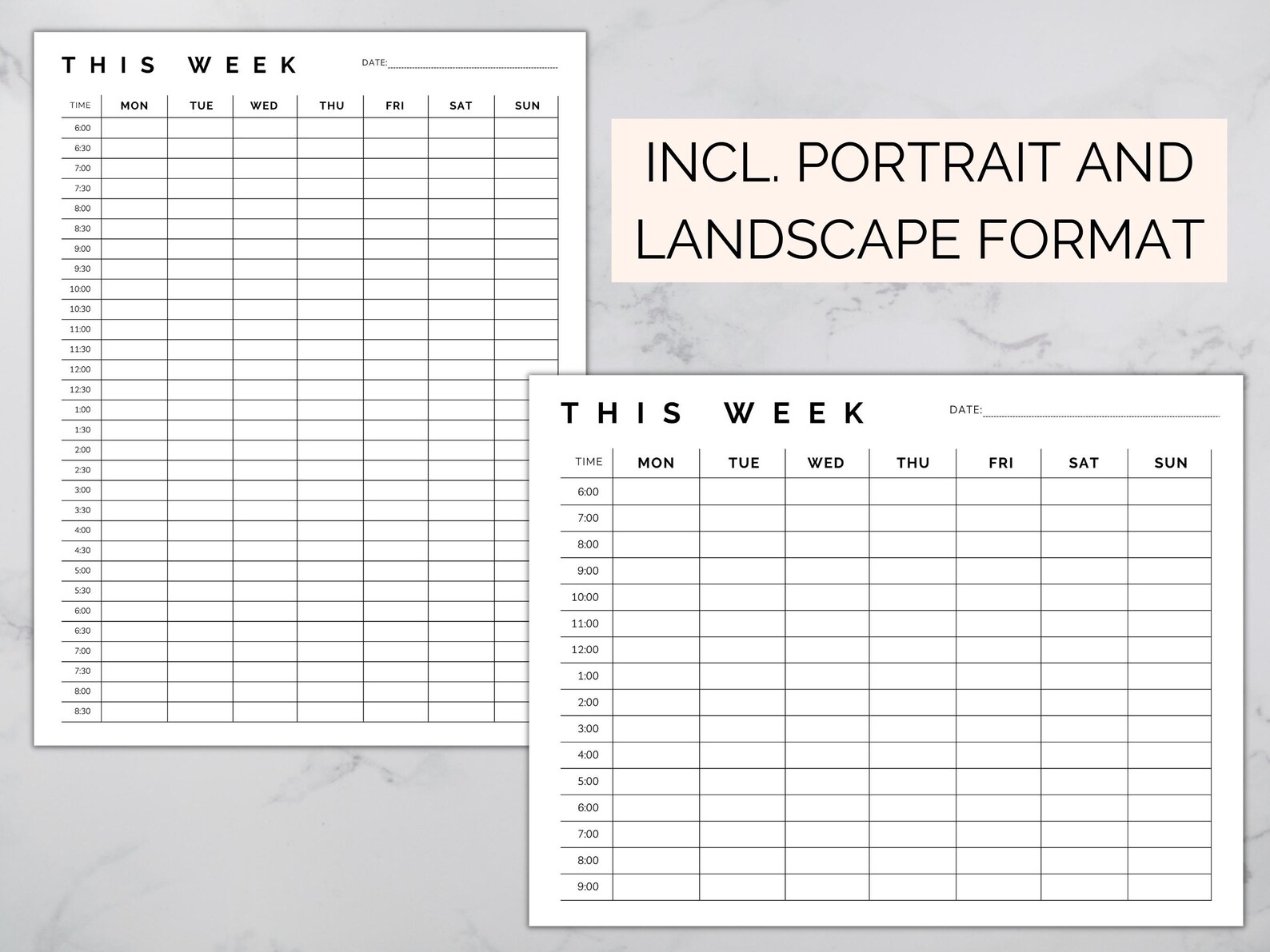 Weekly Schedule Template, Printable Block Planner, Portrait or ...