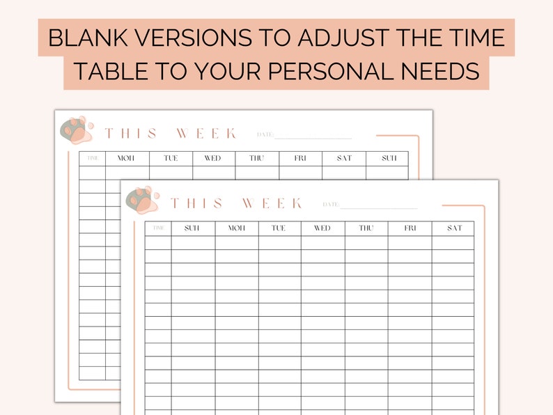 Weekly Schedule Template, Printable Block Planner, A4 or US Letter ...
