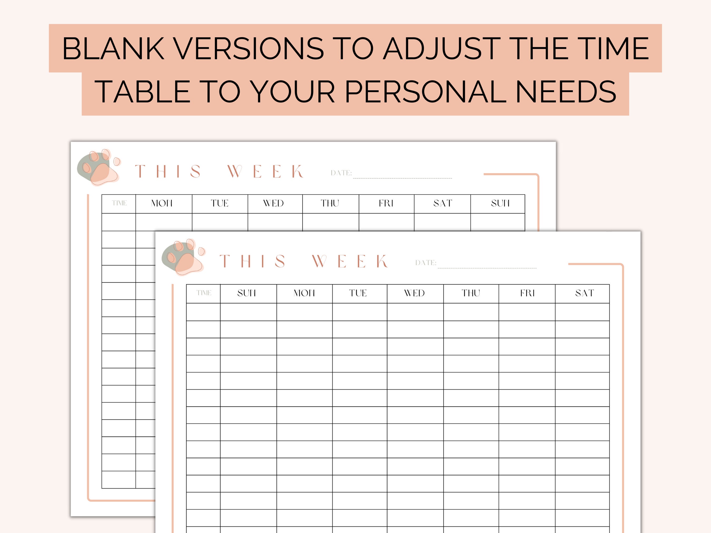 Weekly Schedule Template, Printable Block Planner, A4 or US Letter ...