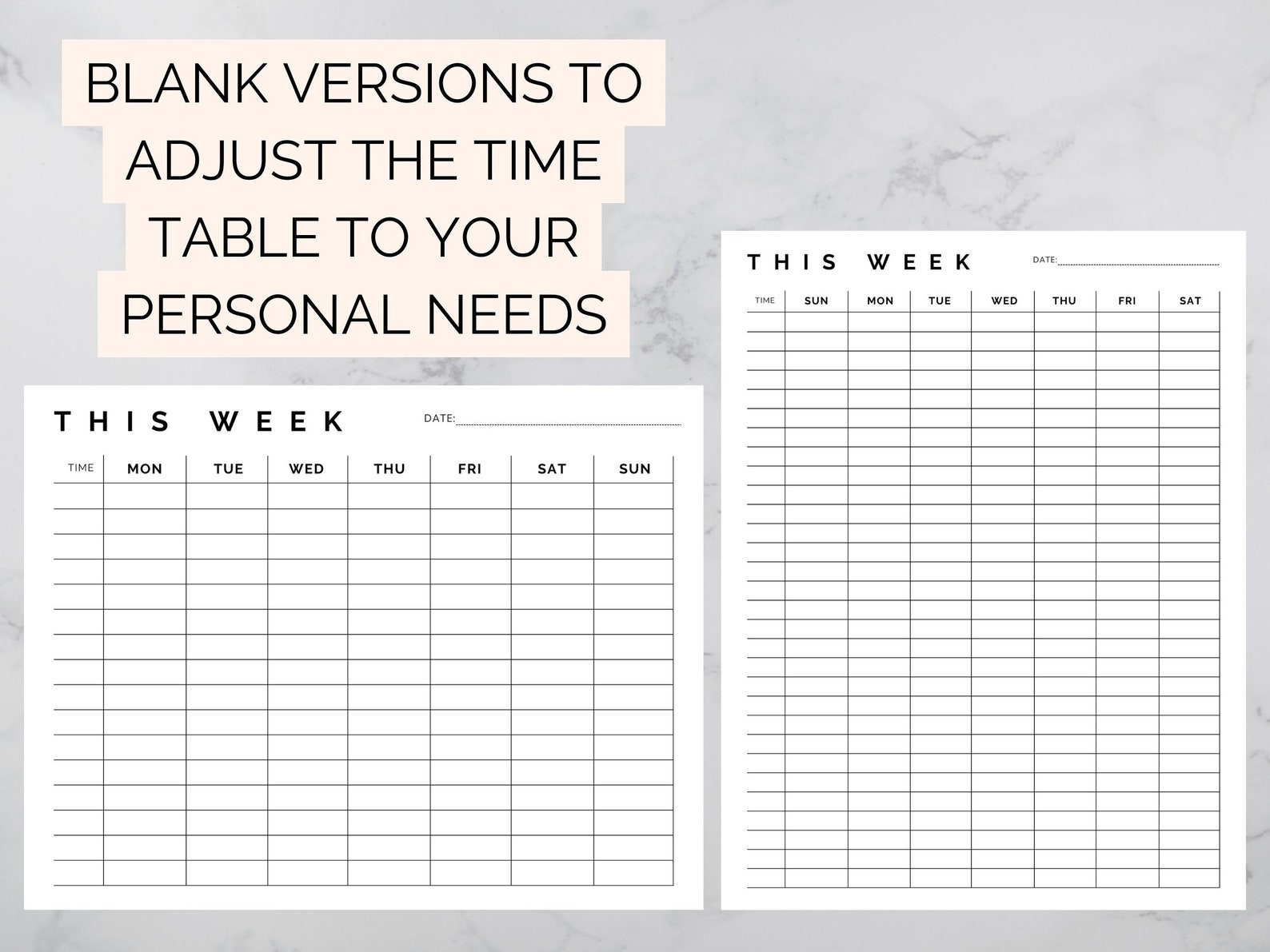 Weekly Schedule Template, Printable Block Planner, Portrait or ...