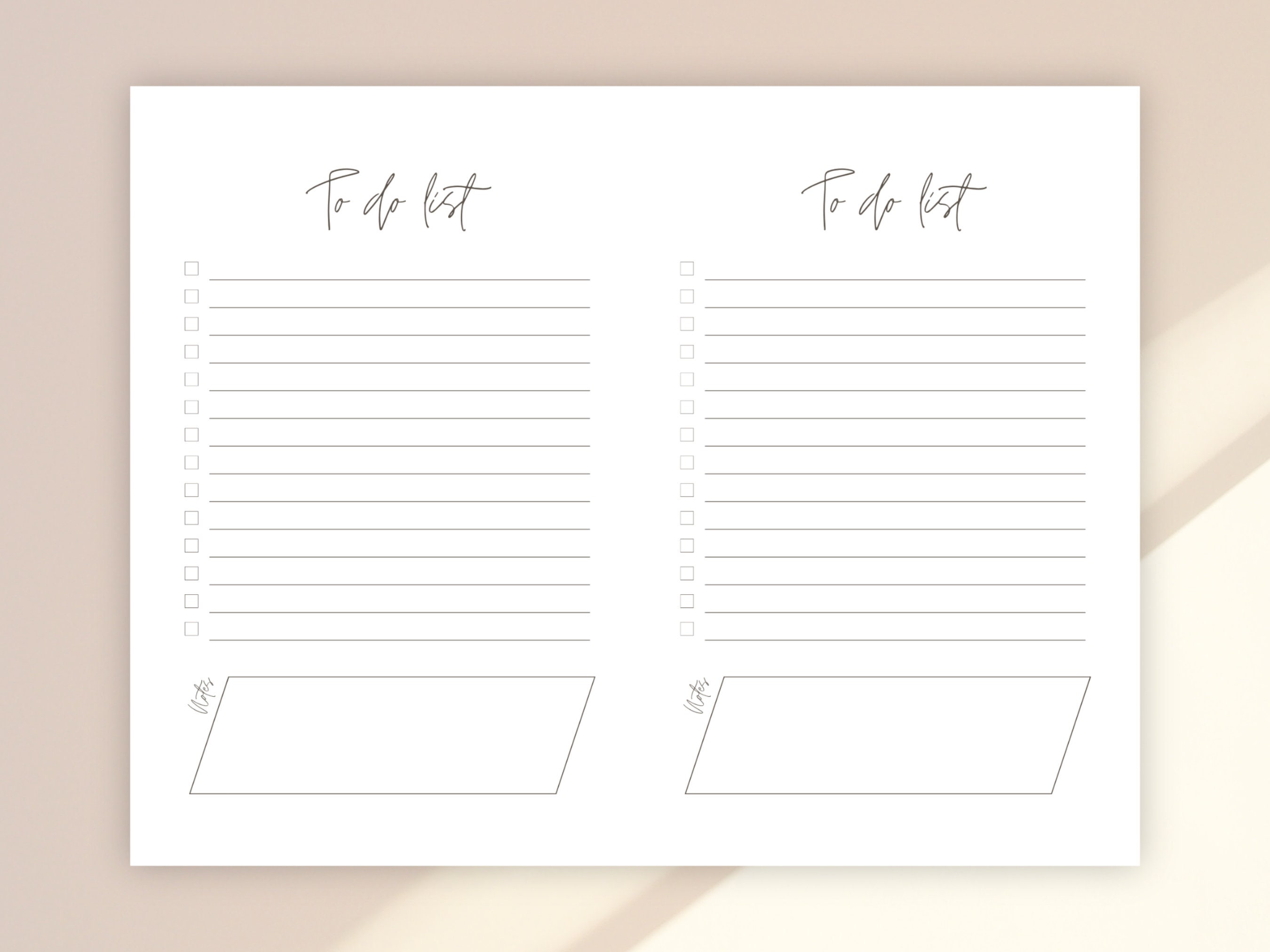 Minimal Printable to Do List, Digital Download, PDF in A4 and US Letter ...