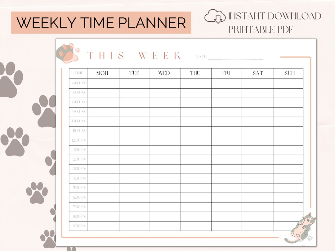Weekly Schedule Template, Printable Block Planner, A4 or US Letter ...