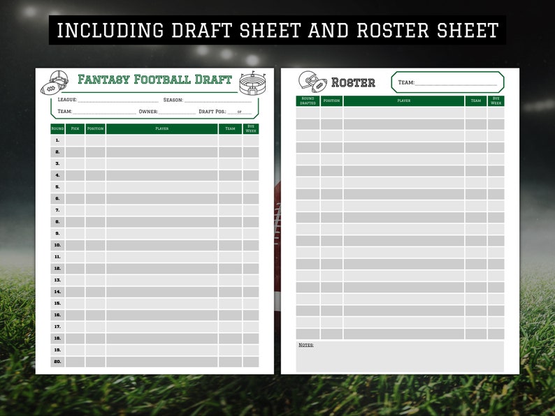 2023 Fantasy Football Draft Kit, Football Draft Sheet and Roster ...