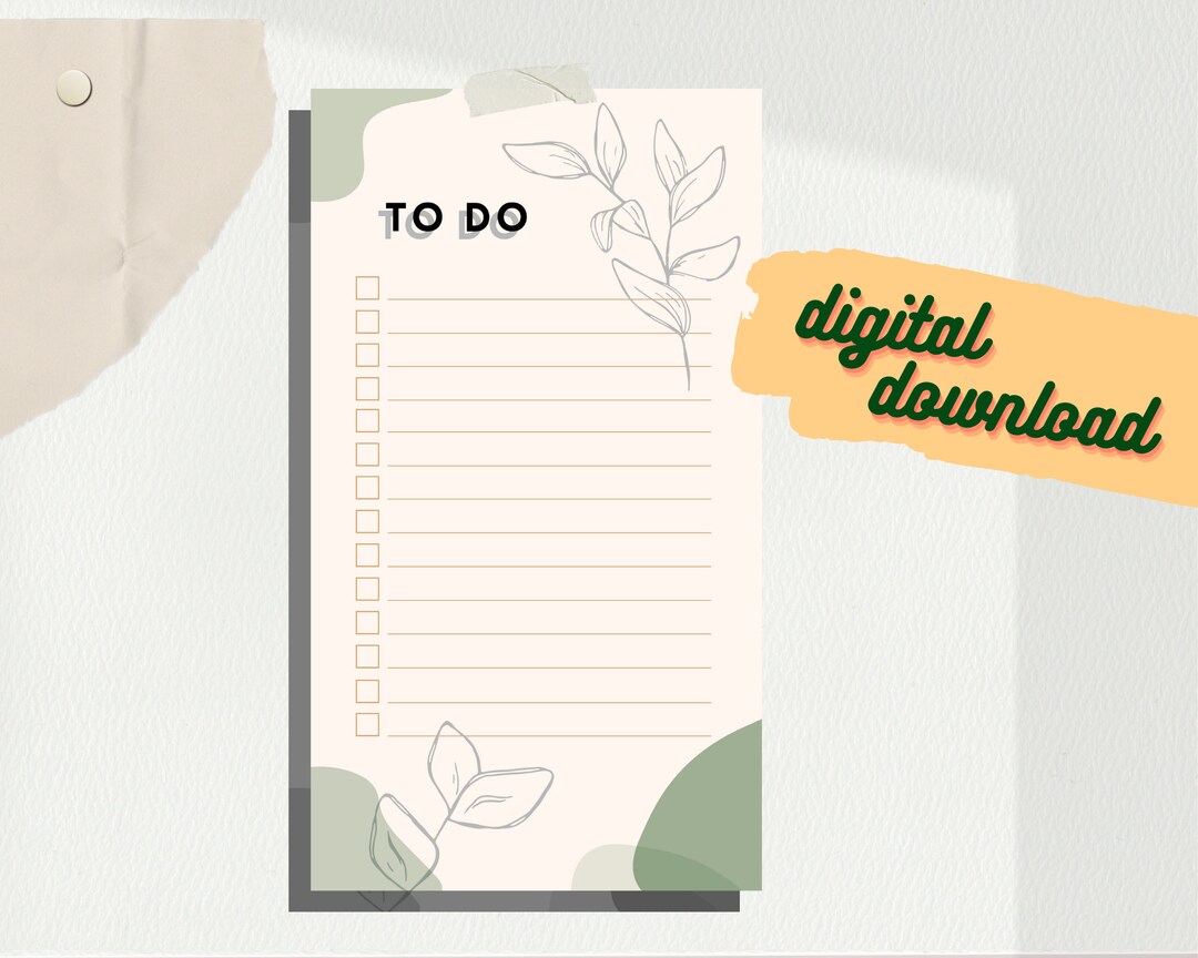 Minimal to Do List, Printable, Digital Download, Modern Botanical ...