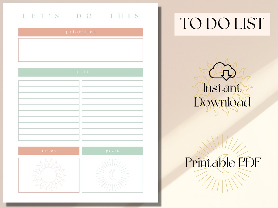 To Do List Printable, Digital Planner Template, Task List, Productivity ...