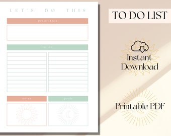 Minimal to Do List, Printable, Digital Download, Modern Botanical ...