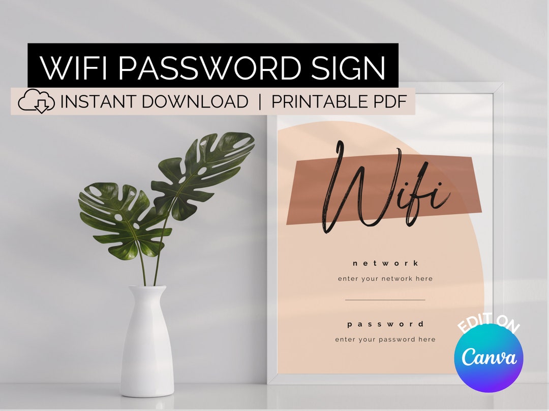 Wifi Password Sign Template, Editable Wifi Sign Printable, A4 or US ...