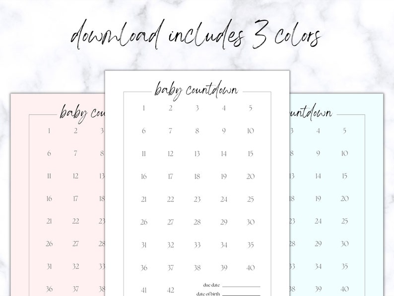 Baby Countdown Printable Sign, Pregnancy Tracker, US Letter / A4 ...