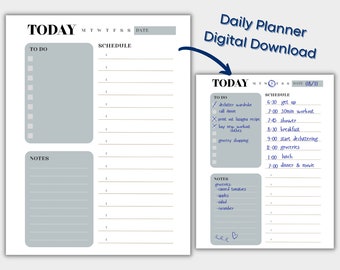 Daily Planner Printable, Digital Download, PDF Minimal Calendar, A4 A5 ...