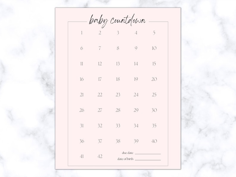 Baby Countdown Printable Sign, Pregnancy Tracker, US Letter / A4 ...