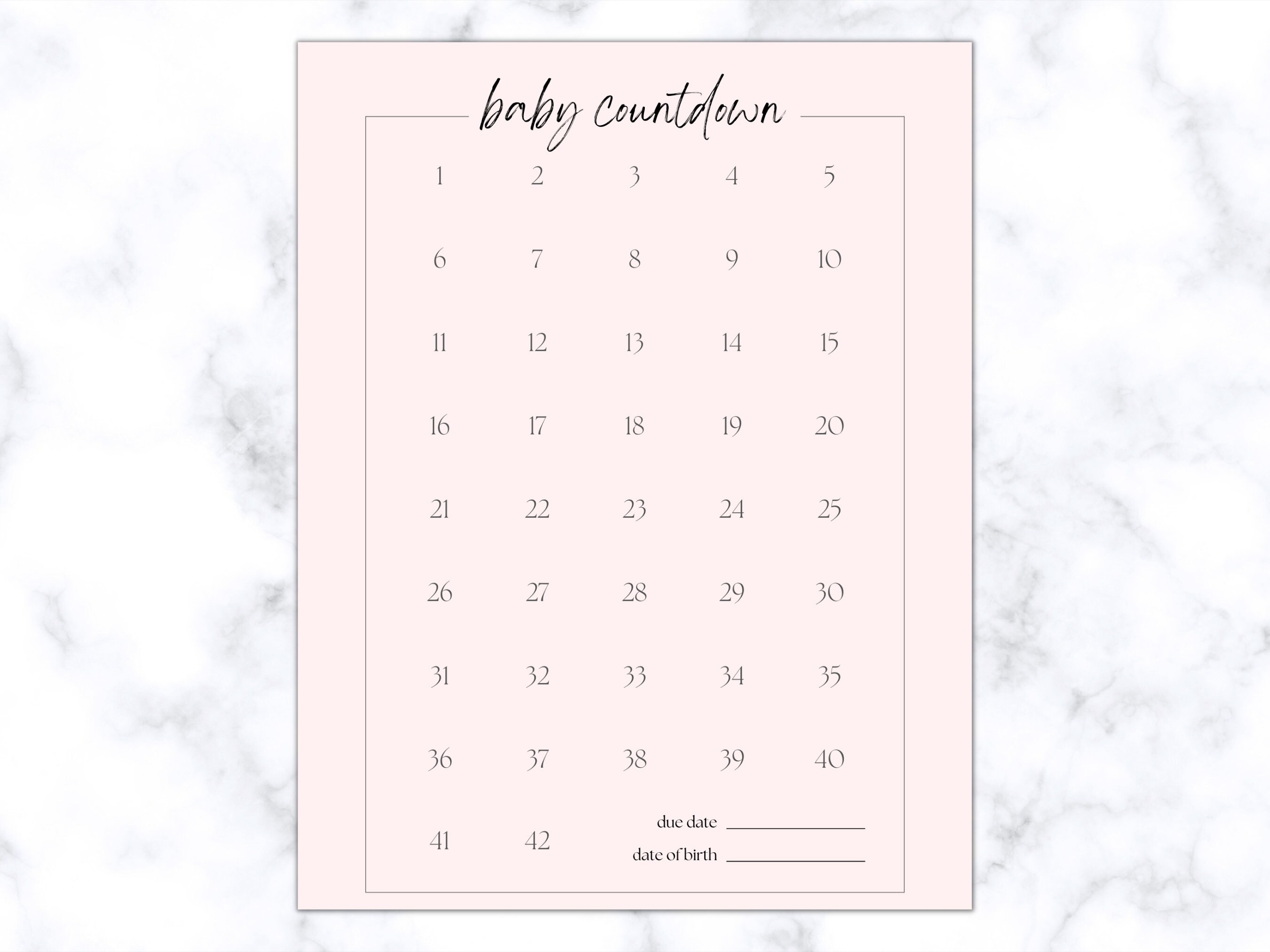 Baby Countdown Printable Sign, Pregnancy Tracker, US Letter / A4 ...