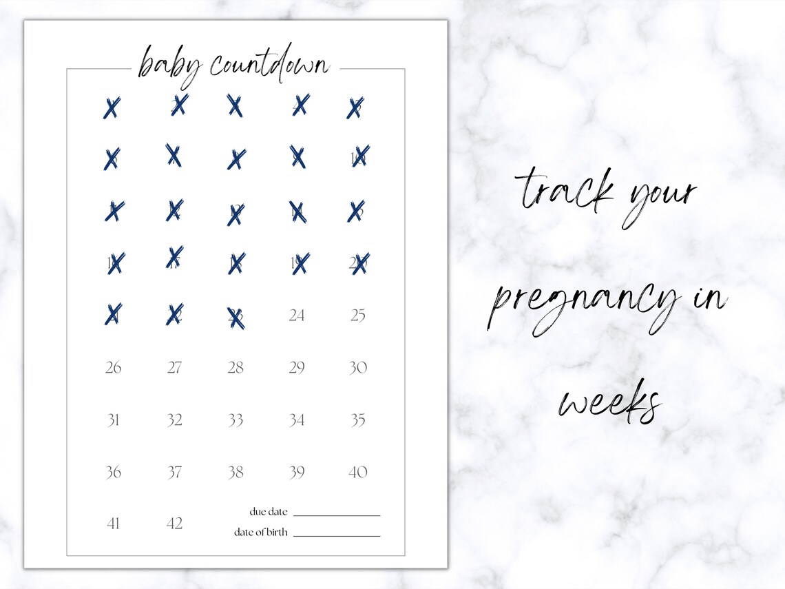Baby Countdown Printable Sign, Pregnancy Tracker, US Letter / A4 ...