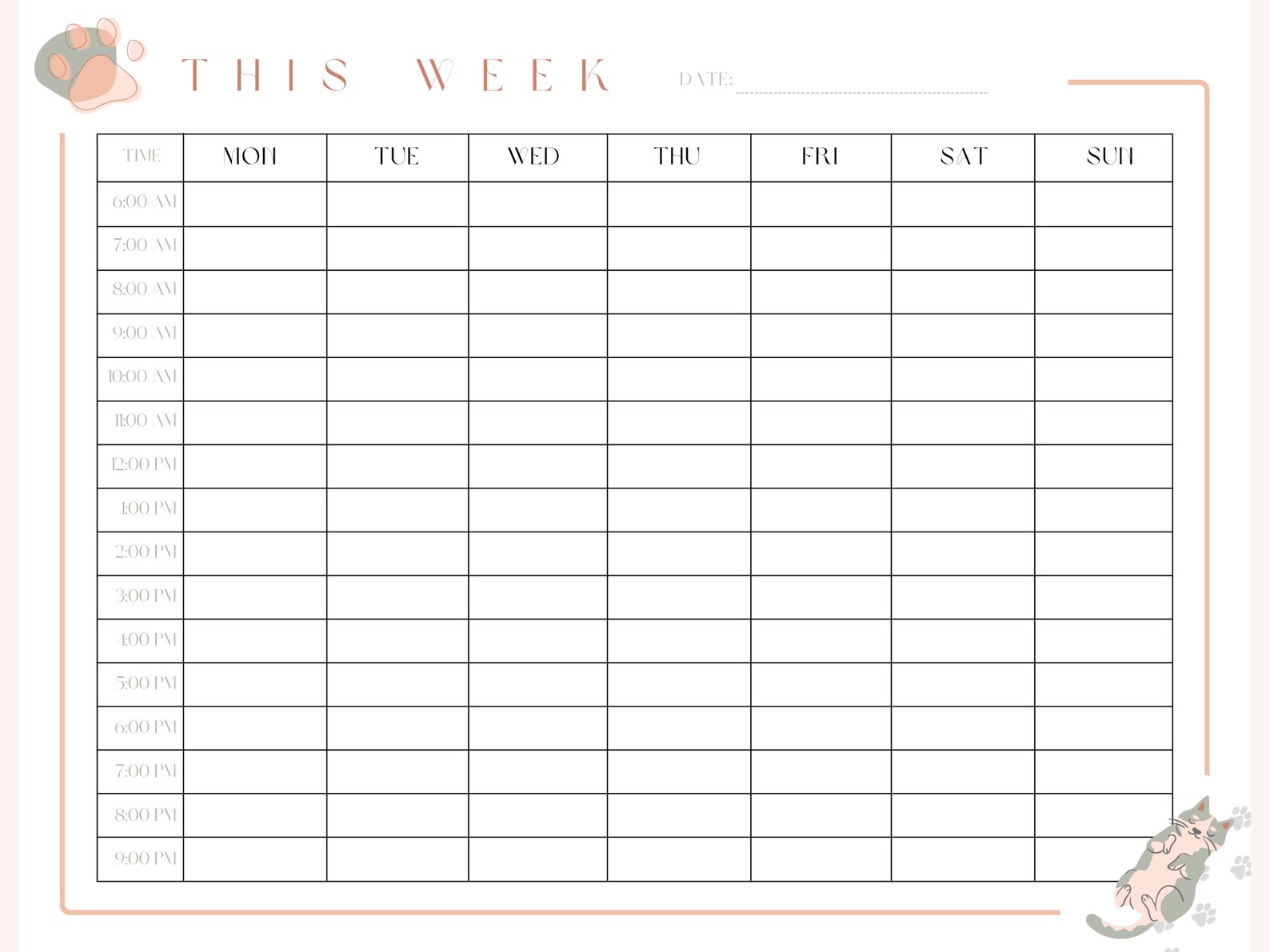 Weekly Schedule Template Printable Block Planner A4 or US - Etsy