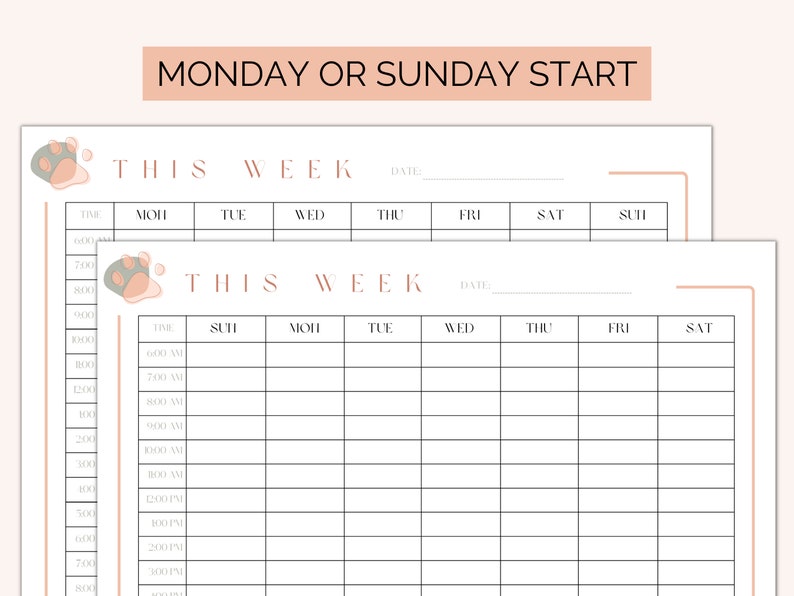 Weekly Schedule Template, Printable Block Planner, A4 or US Letter ...