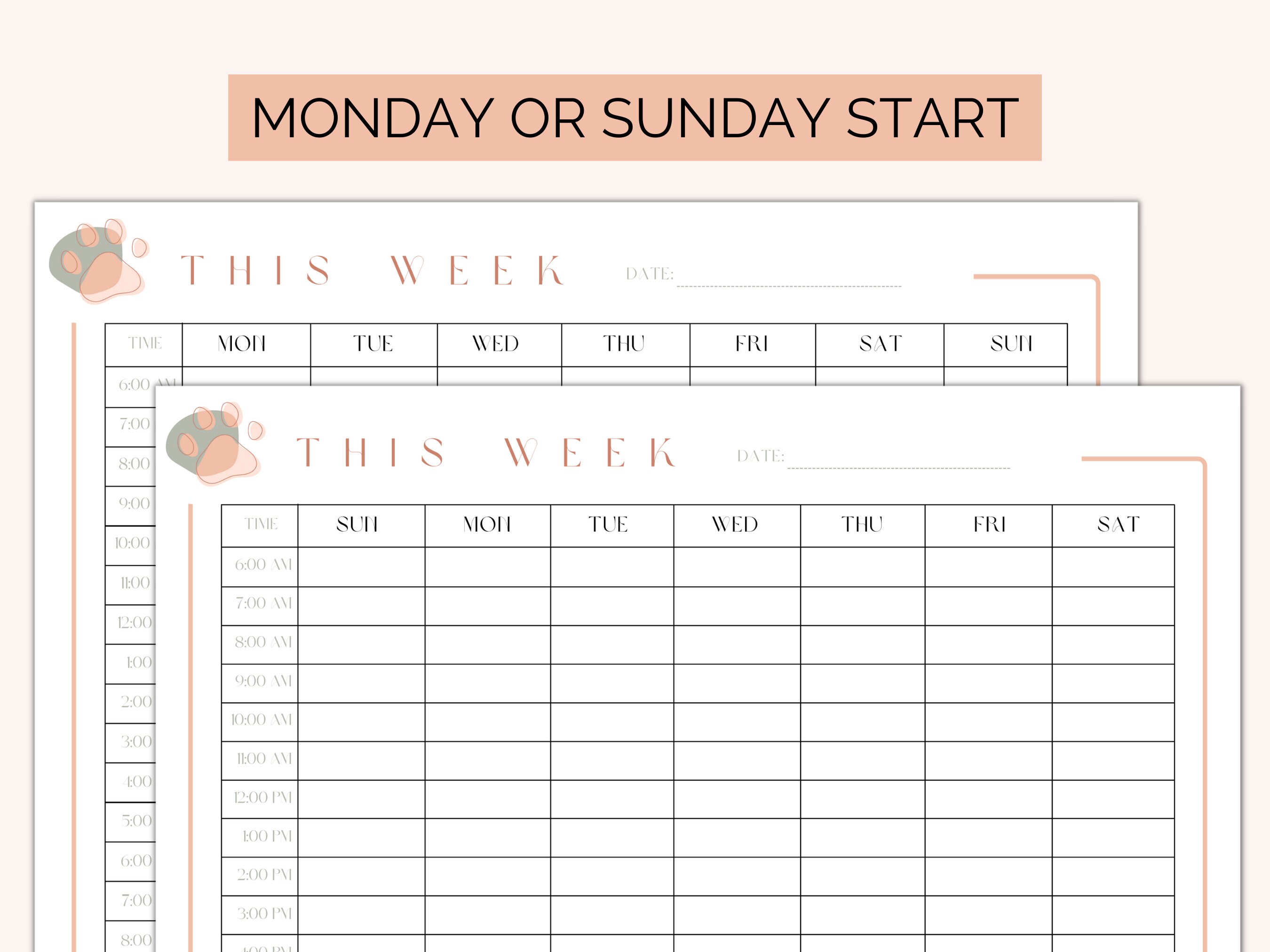Weekly Schedule Template, Printable Block Planner, A4 or US Letter ...