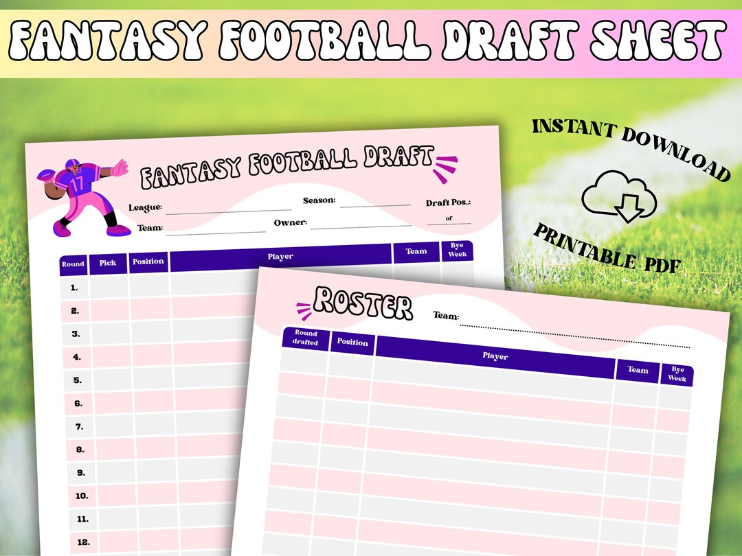 2023 Fantasy Football Draft Kit, Football Draft Sheet, Fantasy Football ...