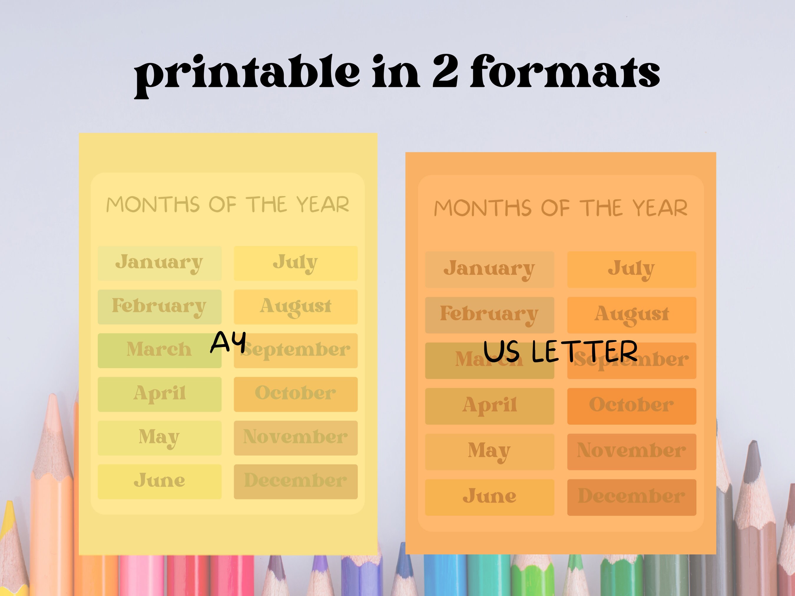 Months of the Year Printable, US Letter or A4, Homeschooling Montessori ...