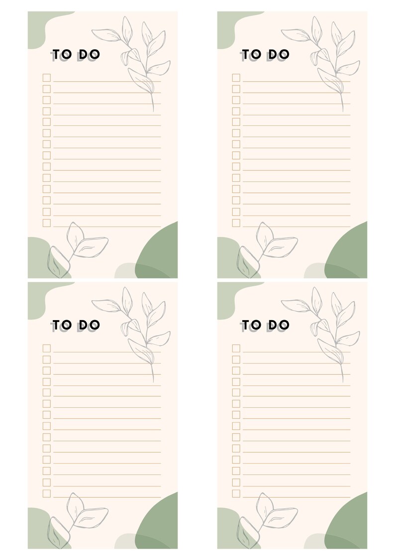 Minimal to Do List, Printable, Digital Download, Modern Botanical ...