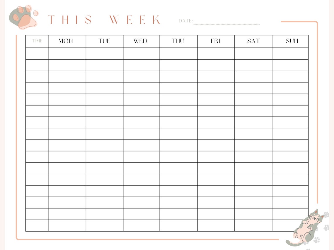 Weekly Schedule Template Printable Block Planner A4 or US | Etsy
