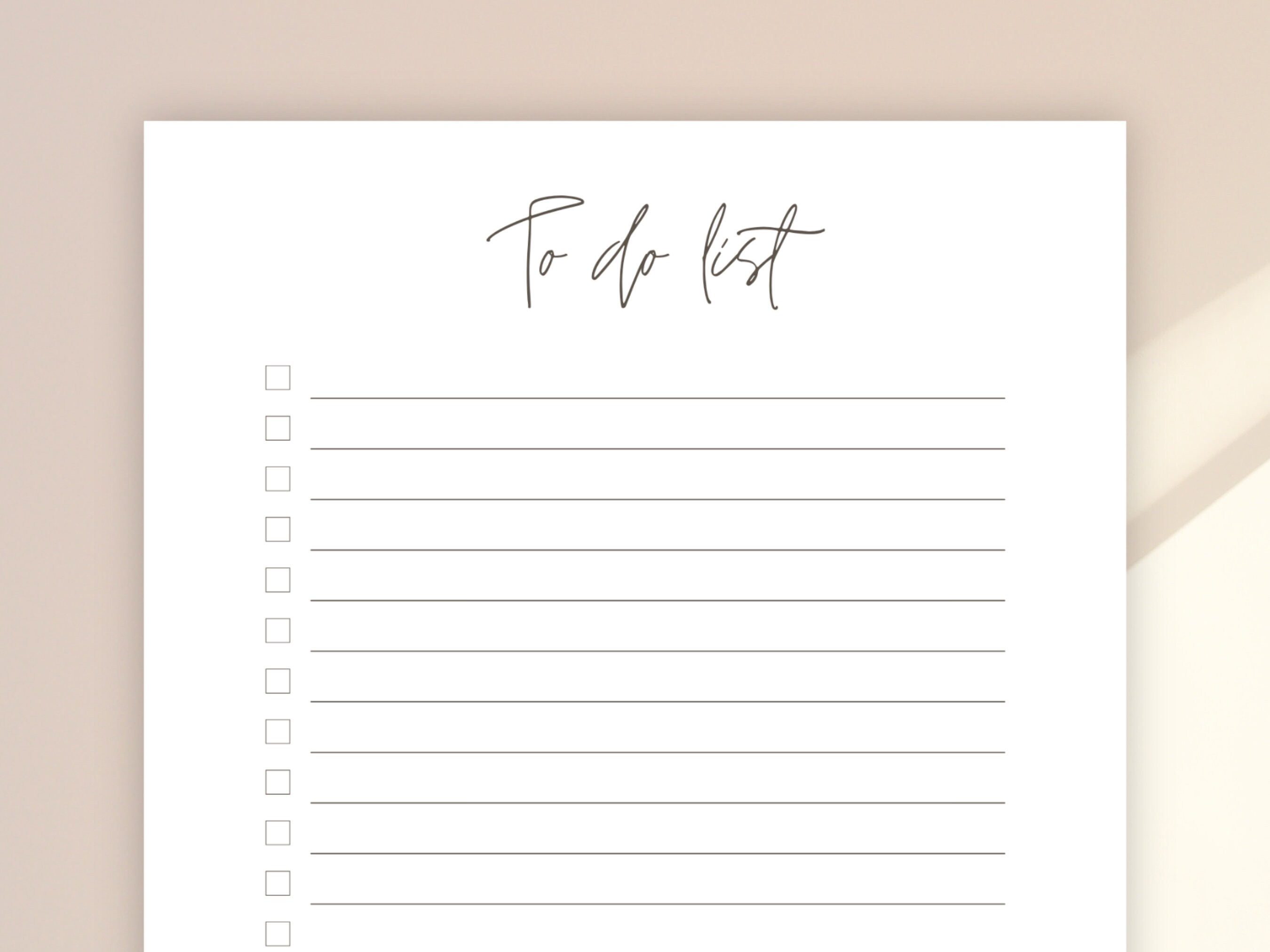 Minimal Printable to Do List, Digital Download, PDF in A4 and US Letter ...
